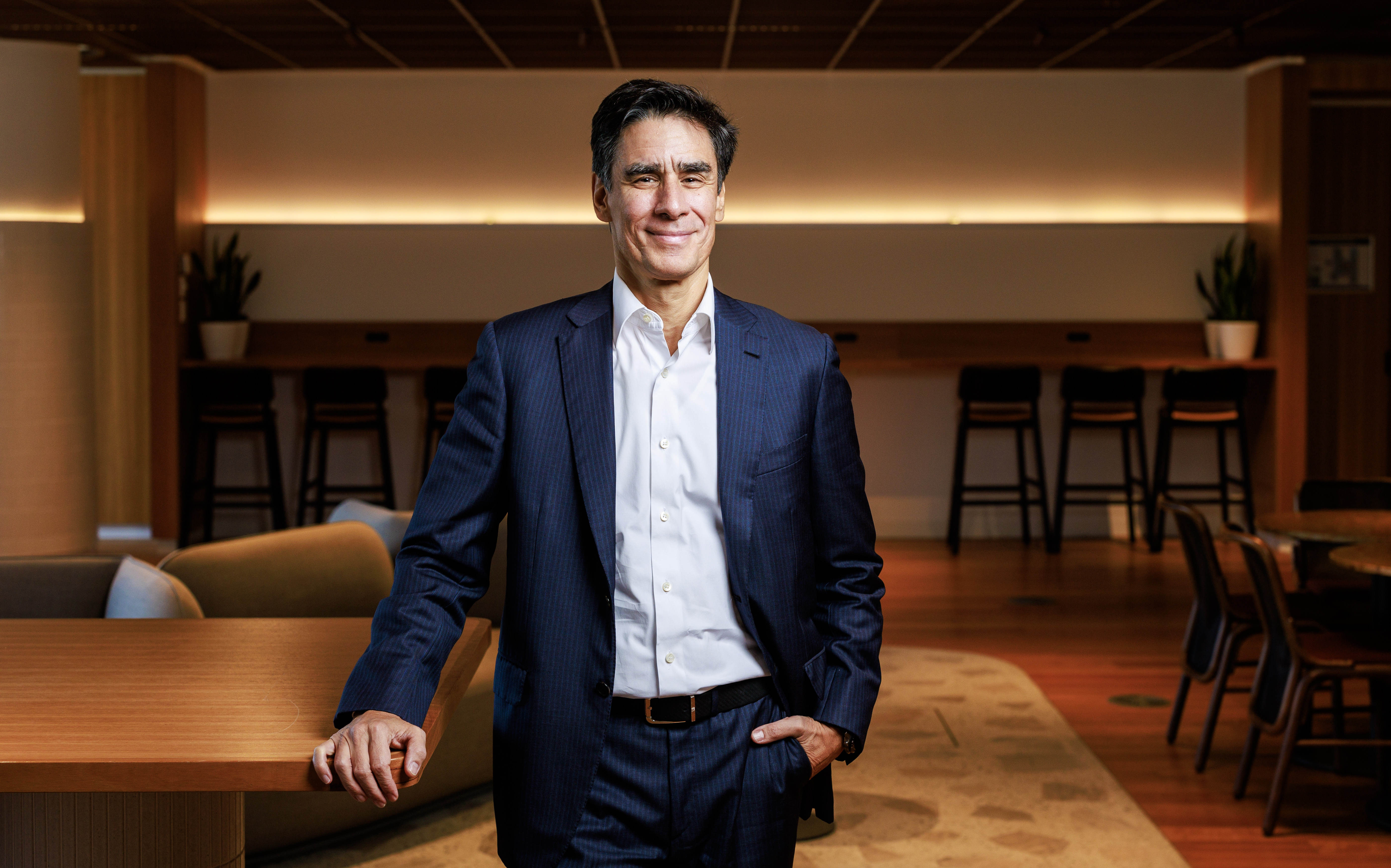 Incoming Chief Executive Officer Nuno Matos speaks with Elizabeth ...